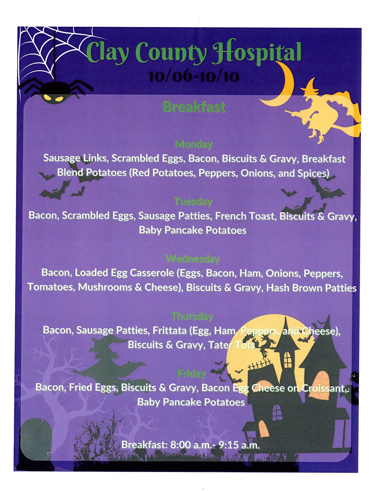 Menu October 6-10 | Clay County Hospital and Medical Clinics