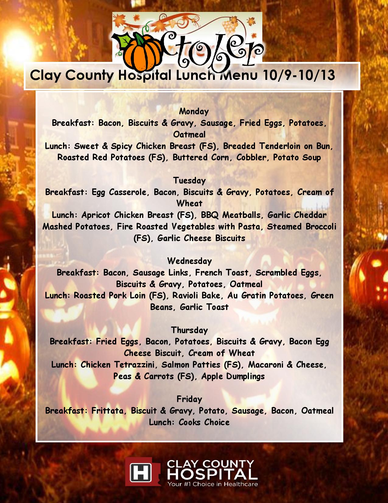 Weekly Cafeteria Menu | Clay County Hospital and Medical Clinics, Flora, IL